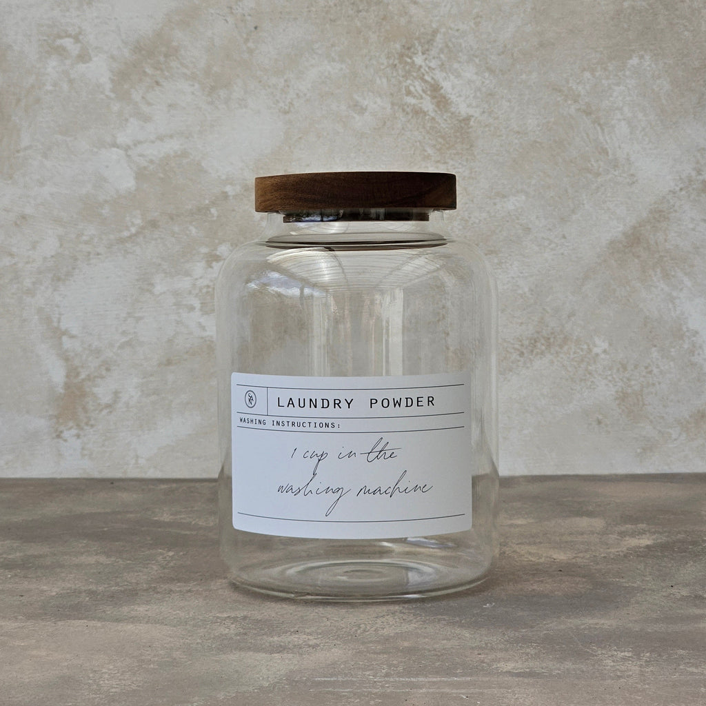 Laundry Glass Jar With Wooden Lid 2.0L - Klesvask – So At Nature