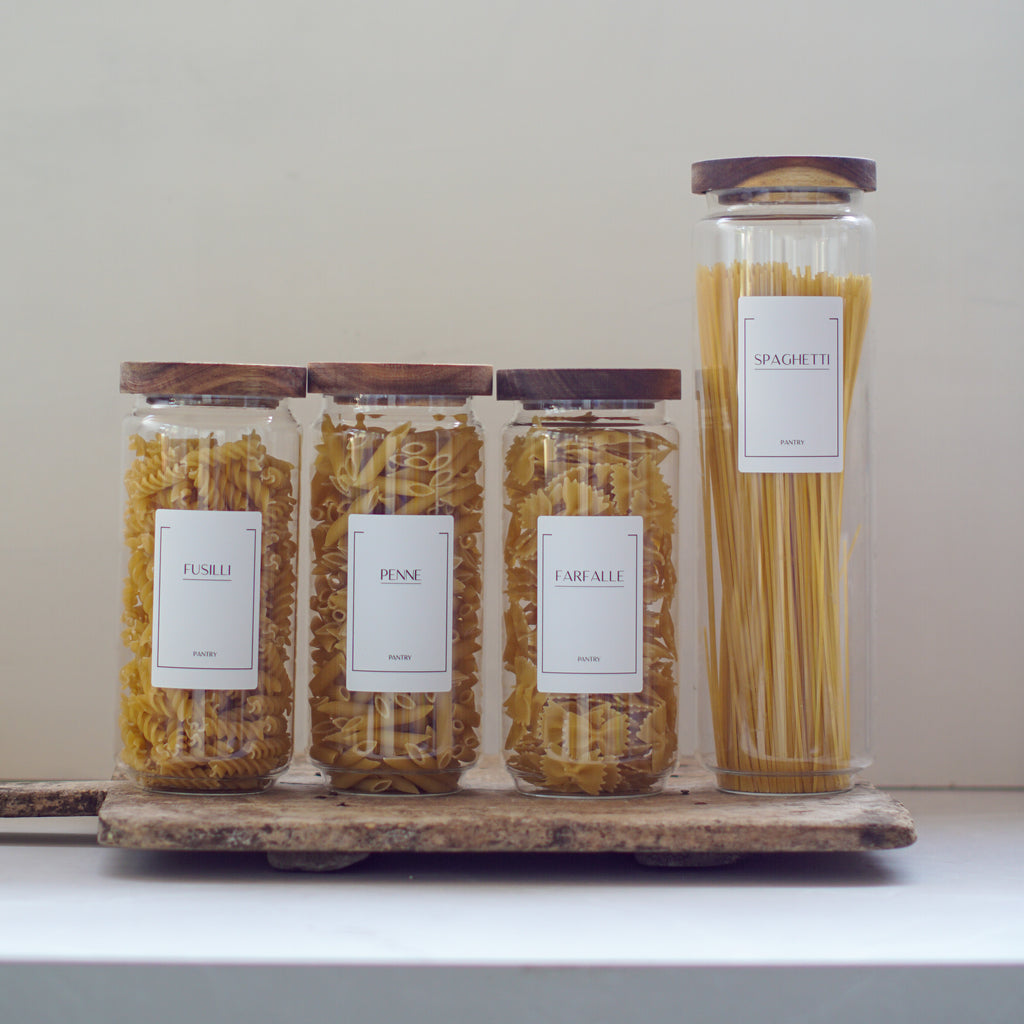 Glass Pasta Jar Set with Customisable Labels – So At Nature