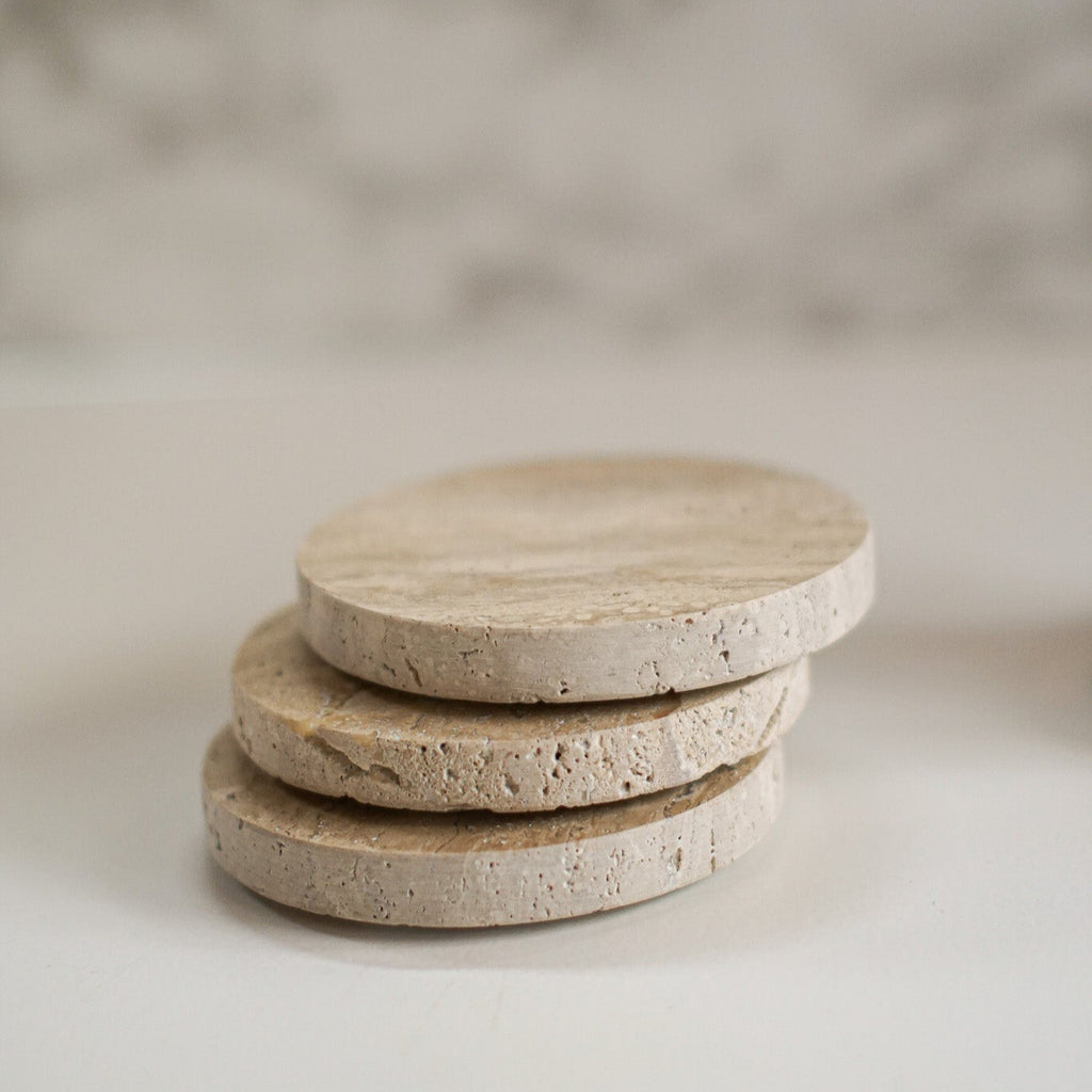 Travertine Round Coasters – So At Nature